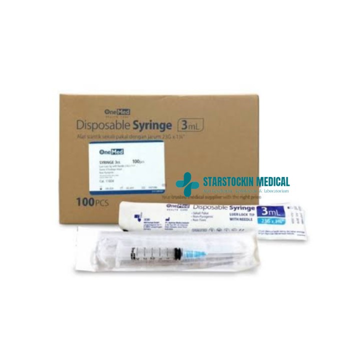 Jual Alat Suntik Spoit Spuit Syringe Onemed 3 cc ml Box Isi 100 pcs ...