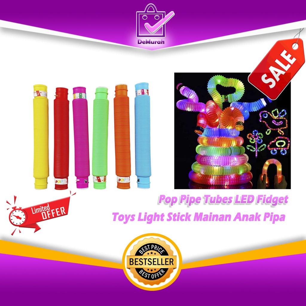 Jual Pop Pipe Tubes LED Fidget Toys Light Stick Mainan Anak Pipa Viral 0851 | Shopee Indonesia