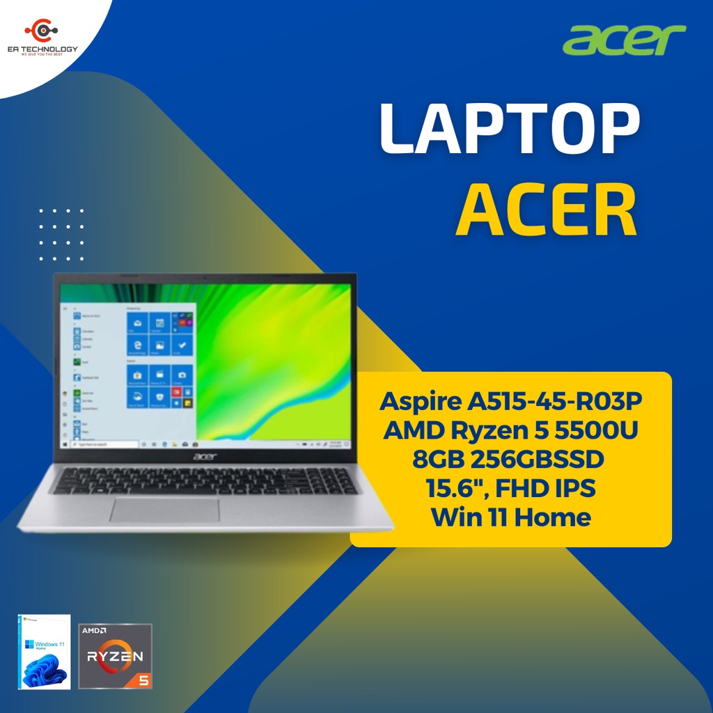 Jual ACER A515-45-R03P AMD Ryzen 5-5500U 8GB 256GBSSD 15.6" FHD IPS ...