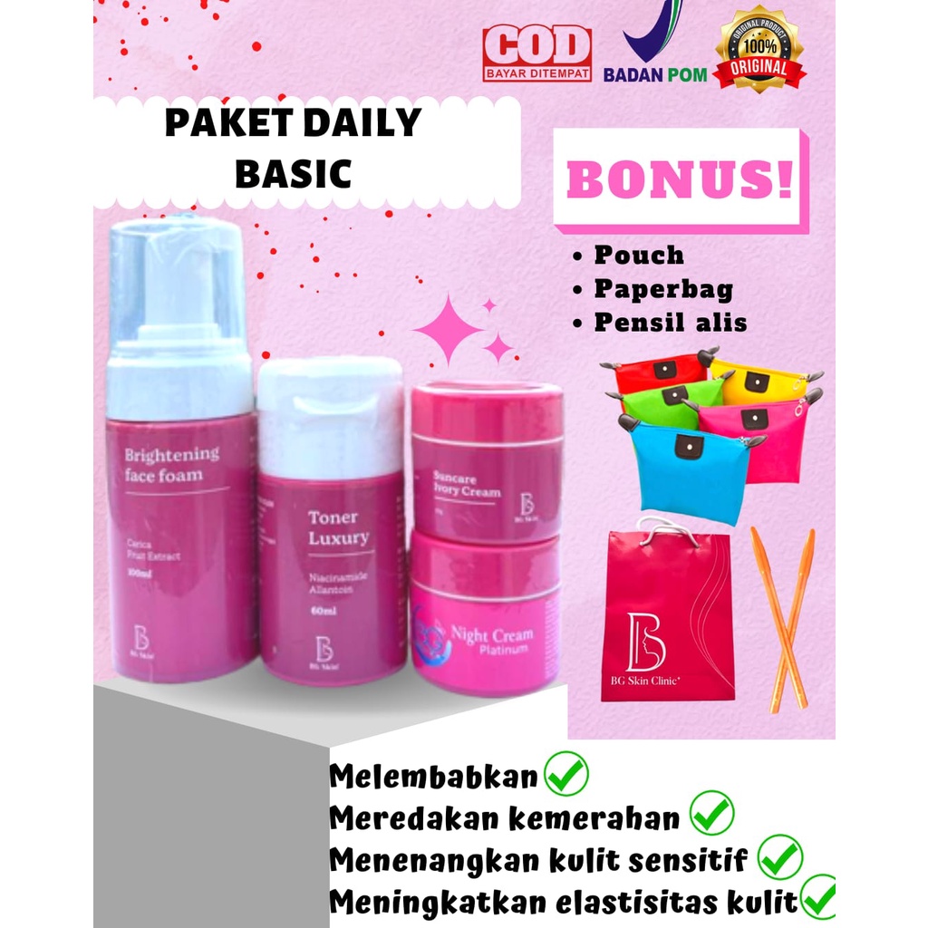 Jual PAKET DAILY BASIC BG SKIN ORIGINAL UNTUK PERAWATAN KULIT SENSITIF | Shopee Indonesia