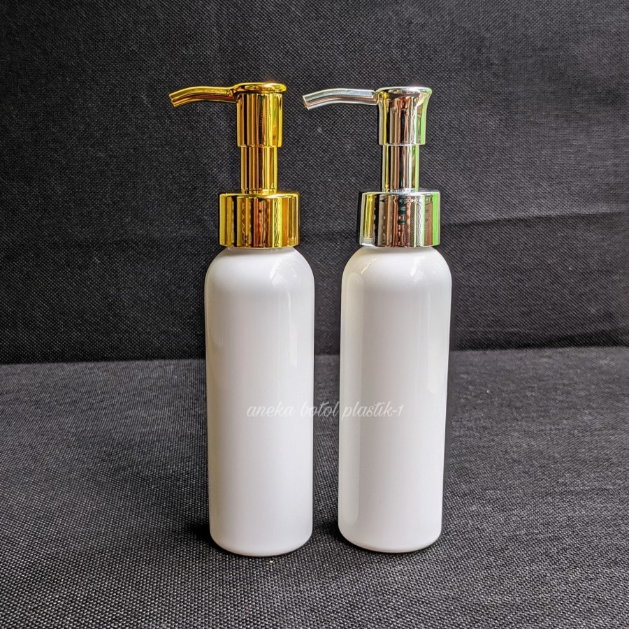 Jual Botol Pump 100ml Putih Glossy Pump Luxury Silver Gold / Botol Sabun Cair Pump 100ml ...