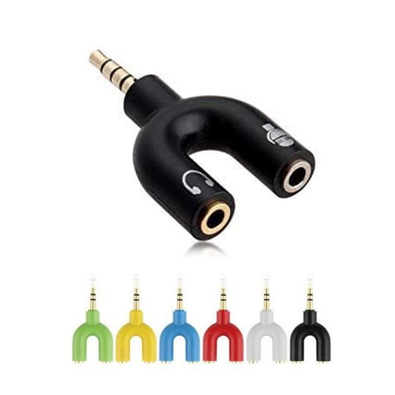Jual Audio Splitter U Shape 2in1 Jack 3.5mm to Dual Female Headset ...