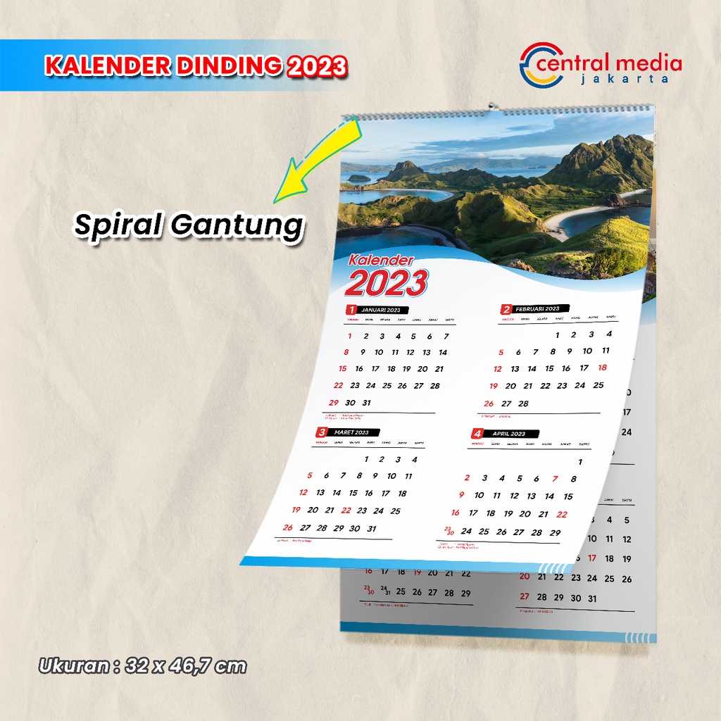 Jual Cetak Kalender Dinding 2023 Custom Art Paper 150 Spiral Gantung ...