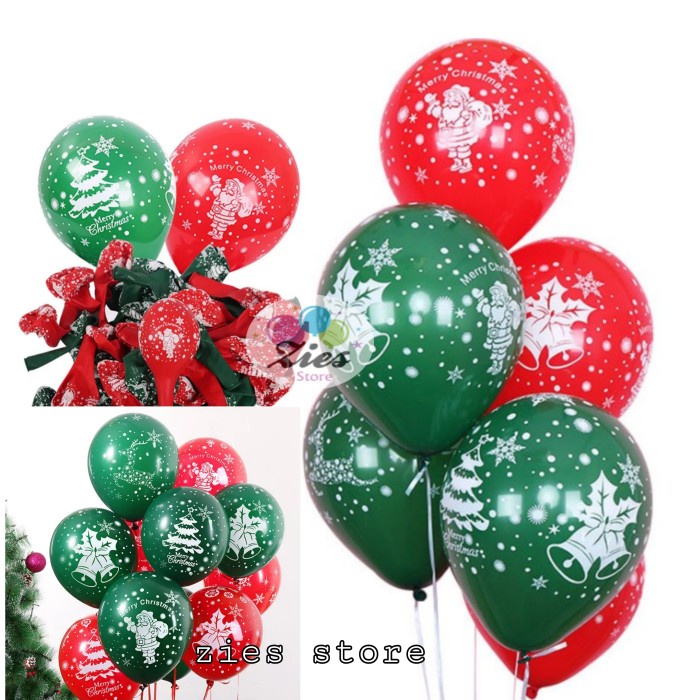 Jual GROSIR ISI 100 balon latex merry christmas / balon latex natal 12 ...