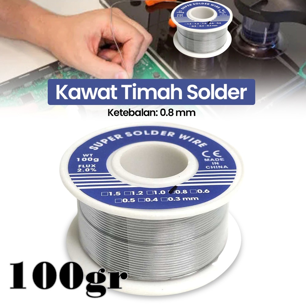 Jual TIMAH SOLDER 0.8mm 100gr SWH010 kawat timah flux aktif 2.0% SUPER ...