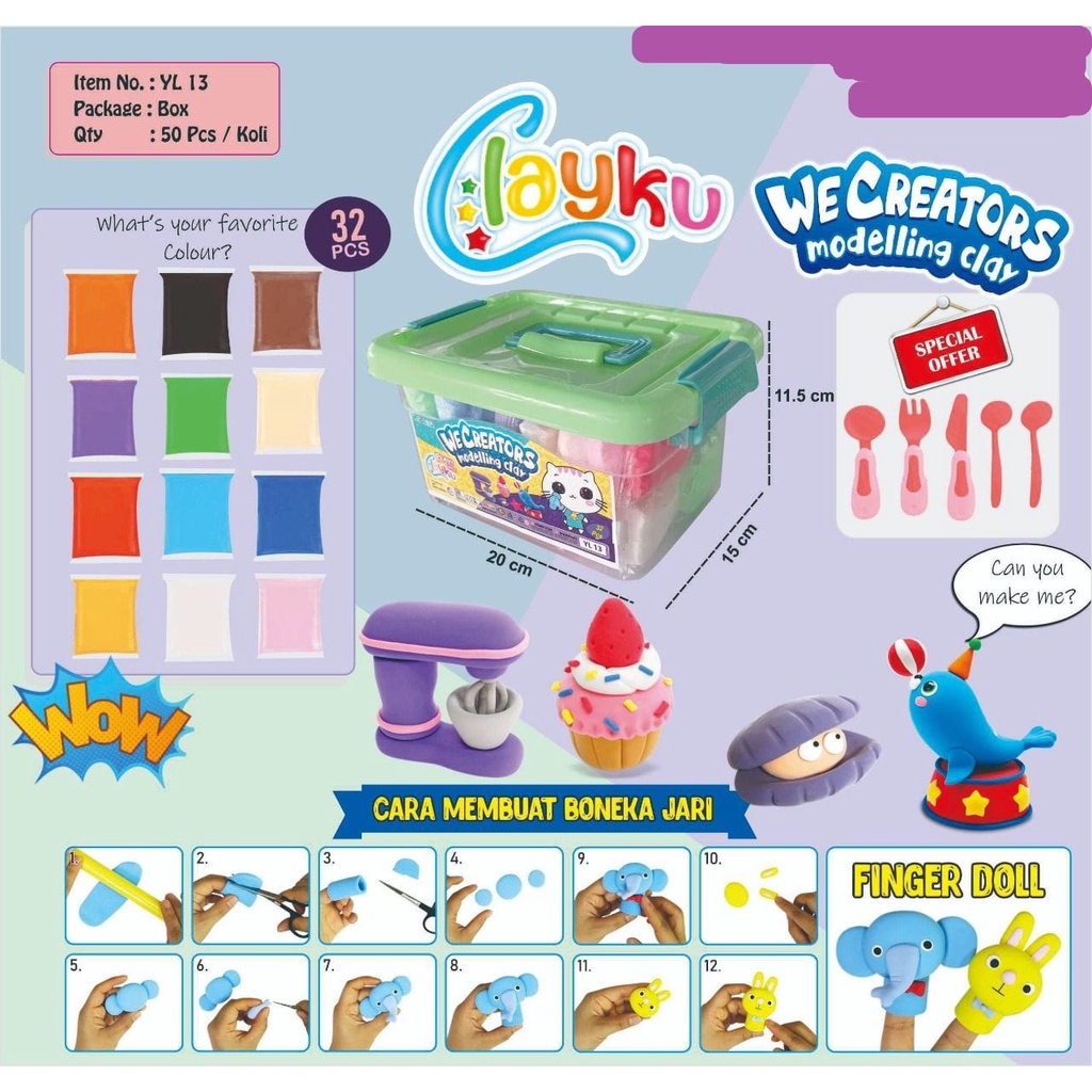 Jual isi 32 Clay Magic Clay Dough Mainan anak Edukasi isi 32pc | Shopee ...