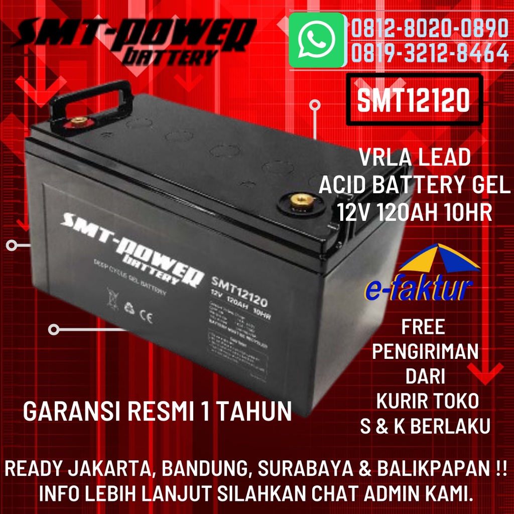 Jual BATTERY KERING SMT POWER 12V 120AH / AKI KERING / SOLAR PANEL ...