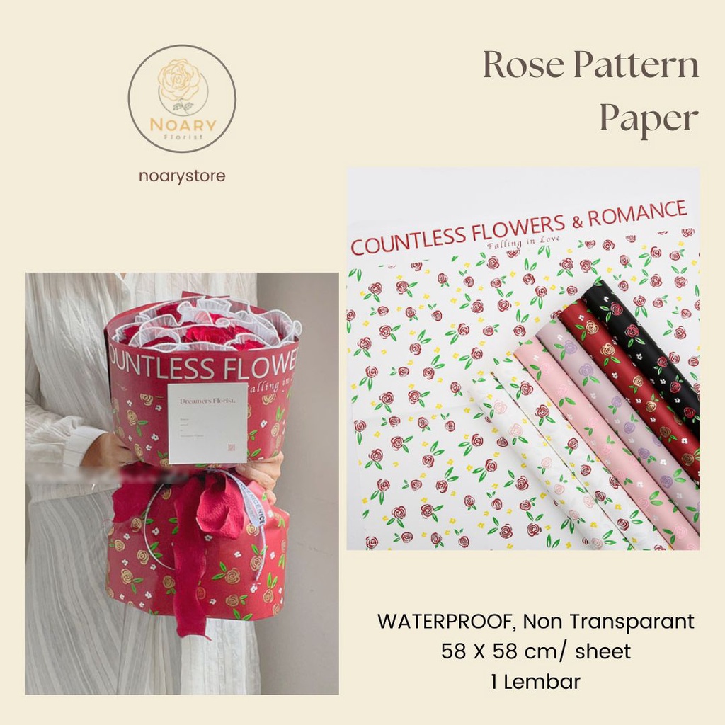 Jual Rose Pattern Paper Cellophane Wrapping | Shopee Indonesia
