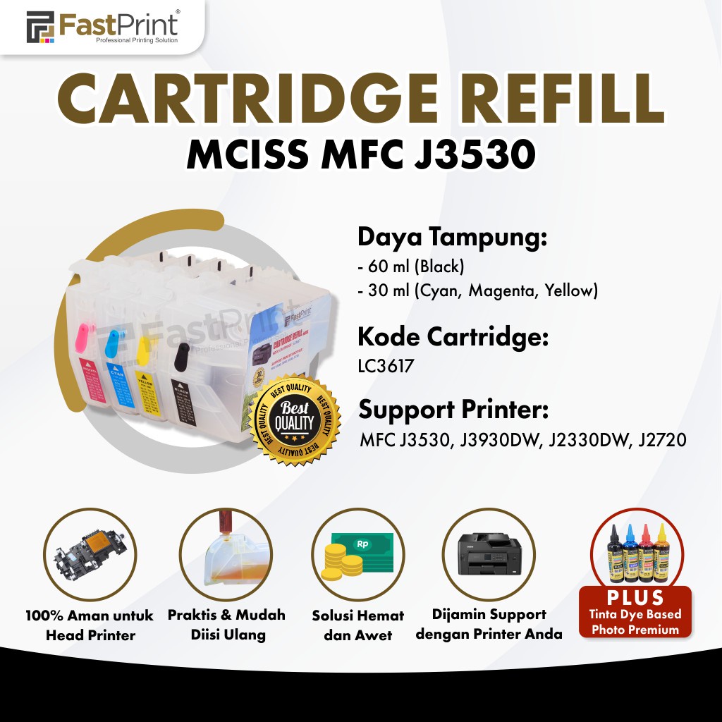 Jual Cartridge MCISS Refillable Compatible J3530 J3930DW J2330DW J2720 Plus Tinta | Shopee Indonesia