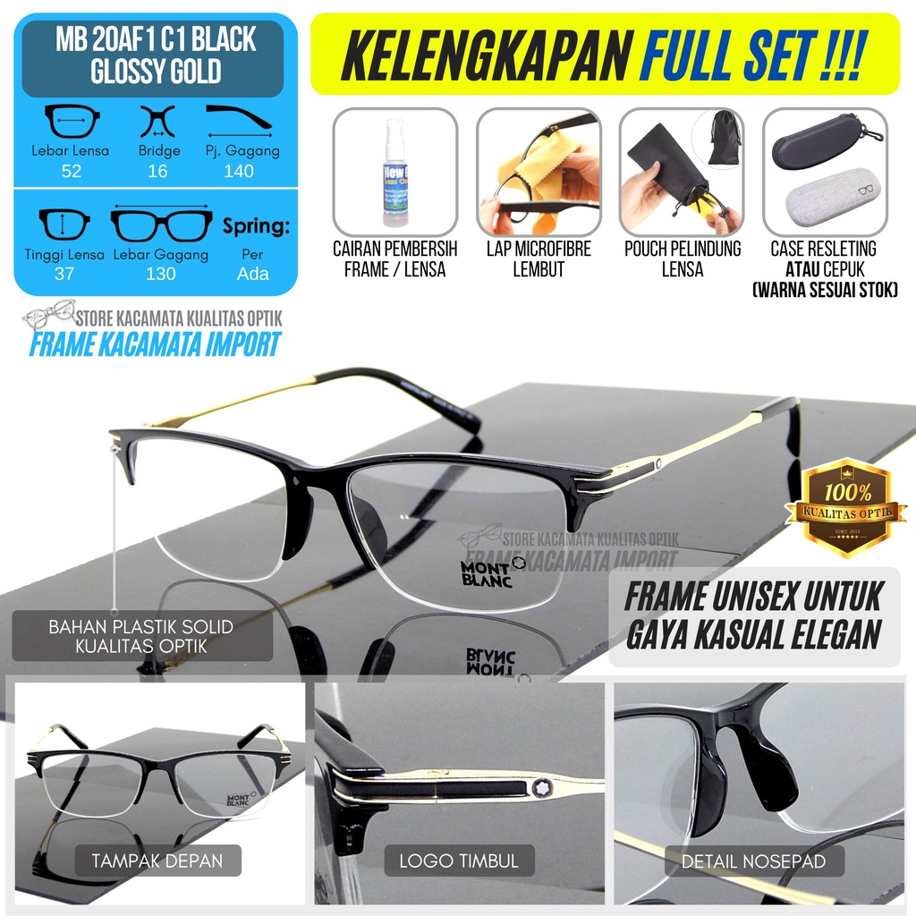 Jual Kacamata Minus Half Frame Plastik Solid Pria Wanita Kualitas Optik ...