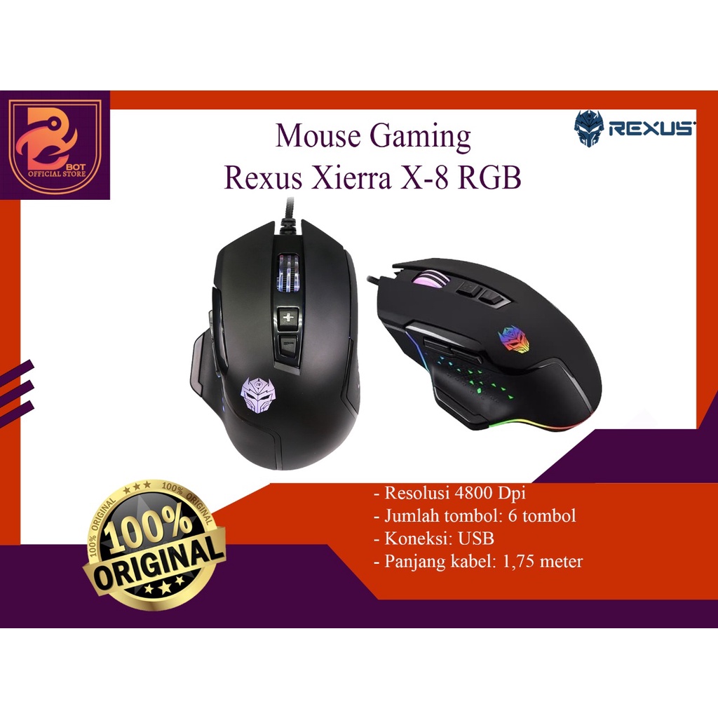 Jual Mouse Gaming Xierra Rexus X-8 X8 RGB Original Garansi Resmi ...