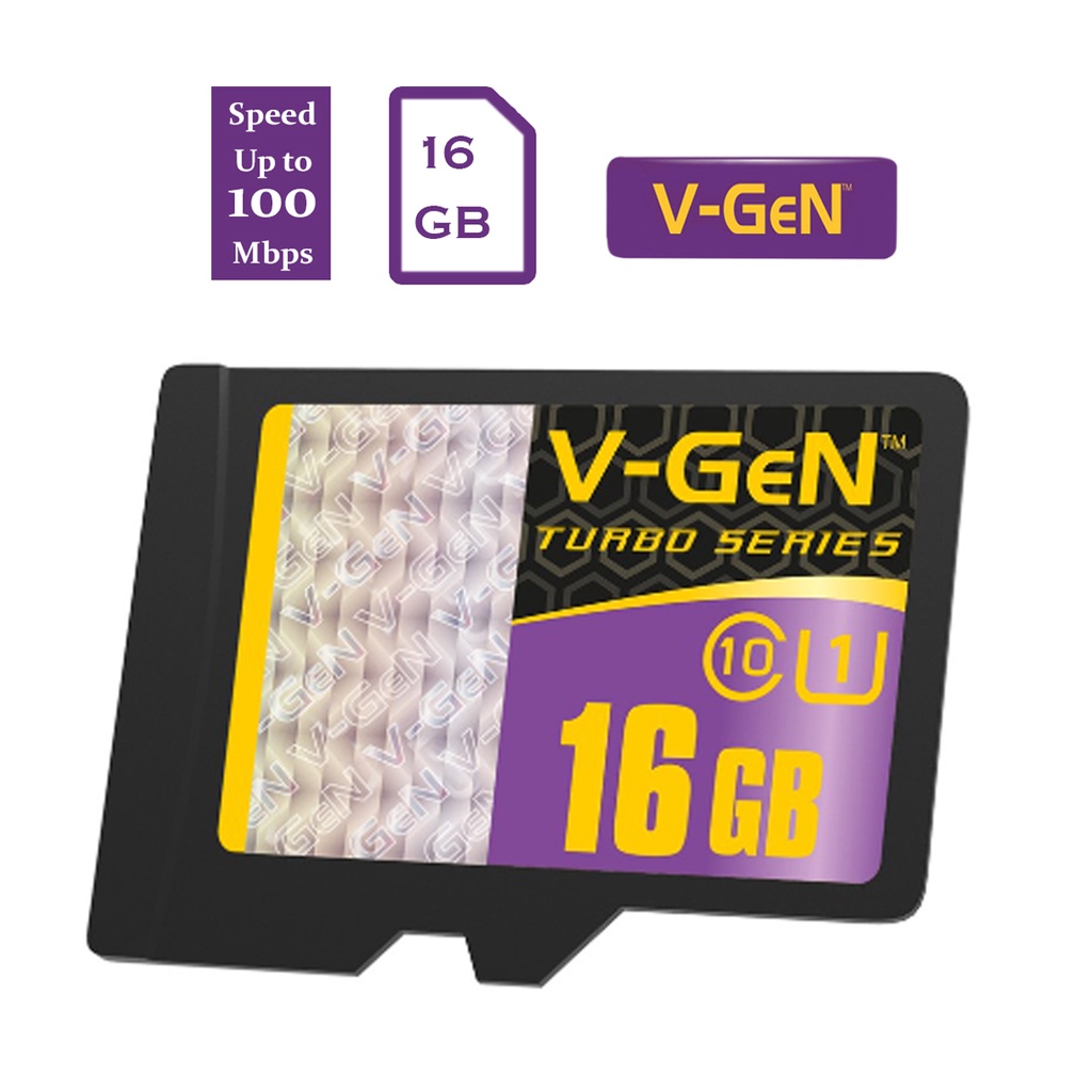 Jual Memory Micro SD Vgen 16 GB Class 10 Turbo Series V-Gen 100 mbps | Shopee Indonesia