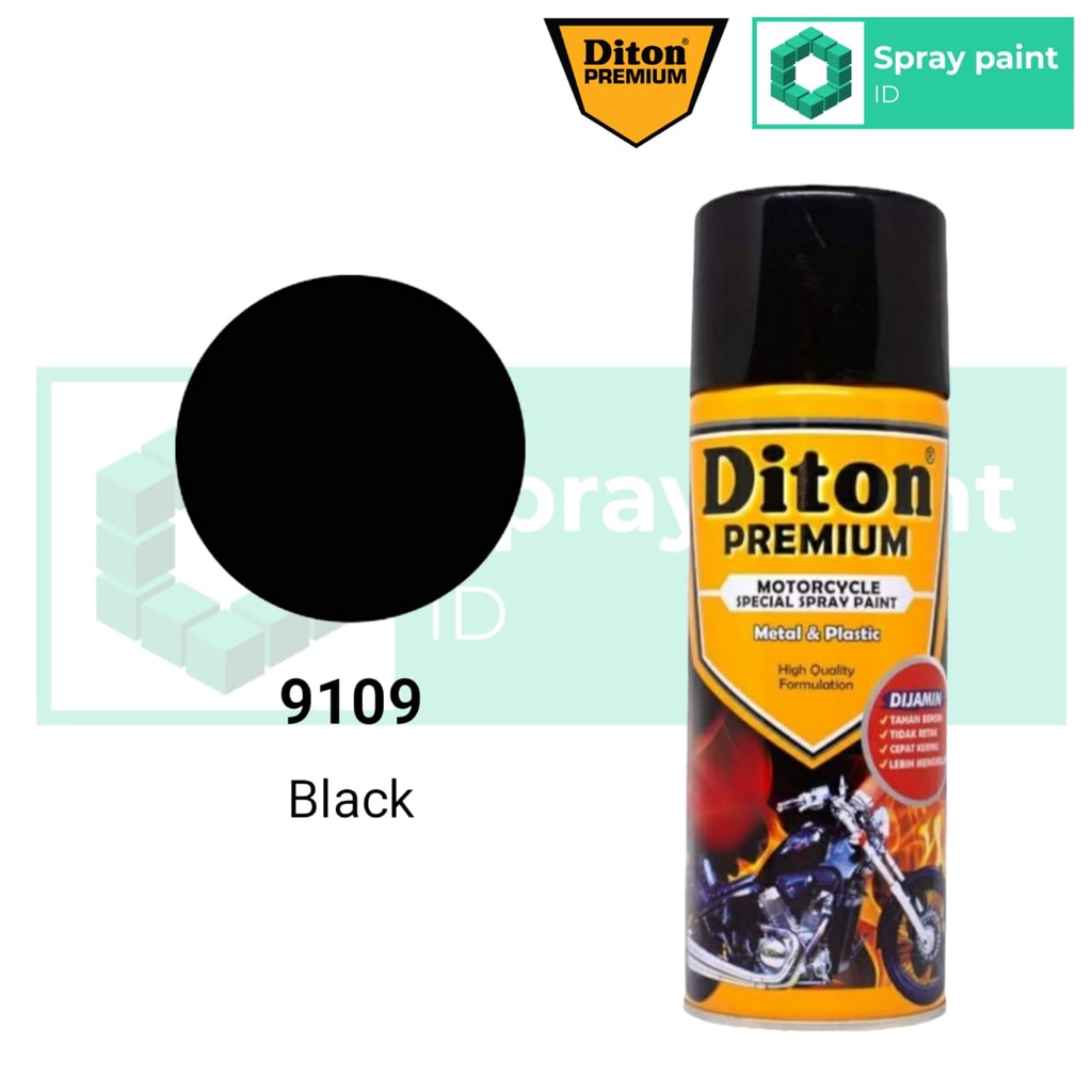 Jual DITON PREMIUM 9109 HITAM BLACK GLOSS GLOSSY MENGKILAP 400ml cat ...