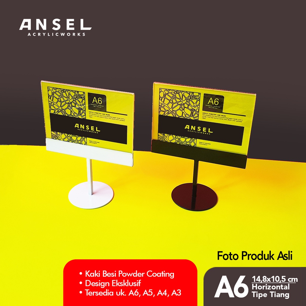 Jual ANSEL NORE - Tent Card Akrilik Besi / Tiang A6 Horizontal 14,8x10 ...