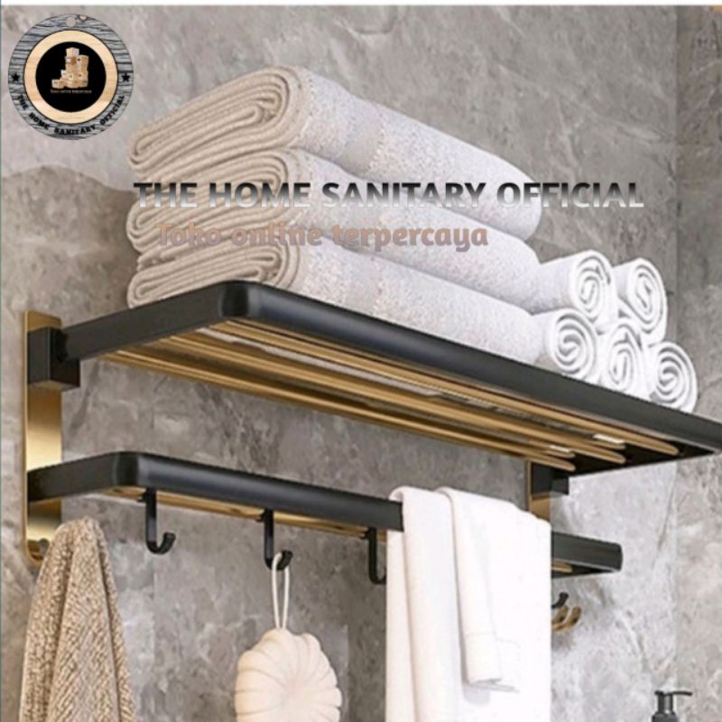 Jual Rak handuk lipat Alumunium Black Gold ganteng handuk jemuran ...