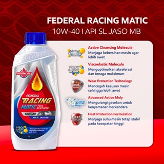 Jual FEDERAL OIL Racing Matic 10W-40 1L - Oli Motor Matic | Shopee ...
