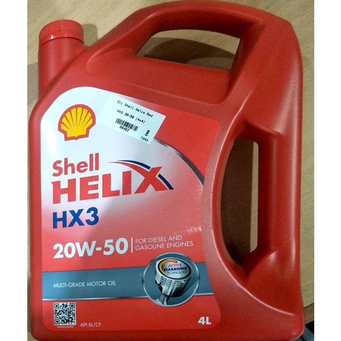 Jual OLI SHELL HELIX HX3 SAE 20W-50 1 GALON 4 LITER ORIGINAL -00462 ...