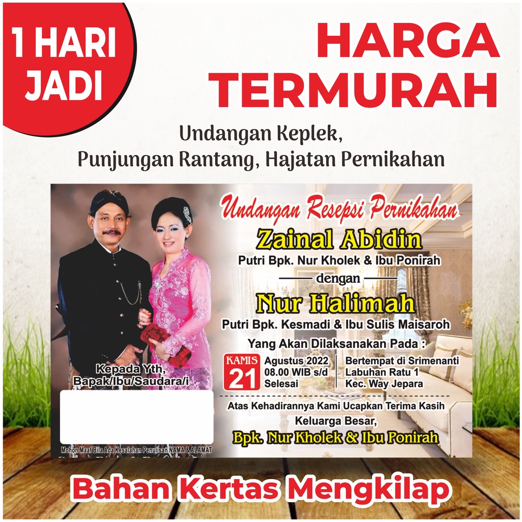 Jual Keplek / Kartu Punjungan / Undangan Besek / Undangan Pernikahan ...