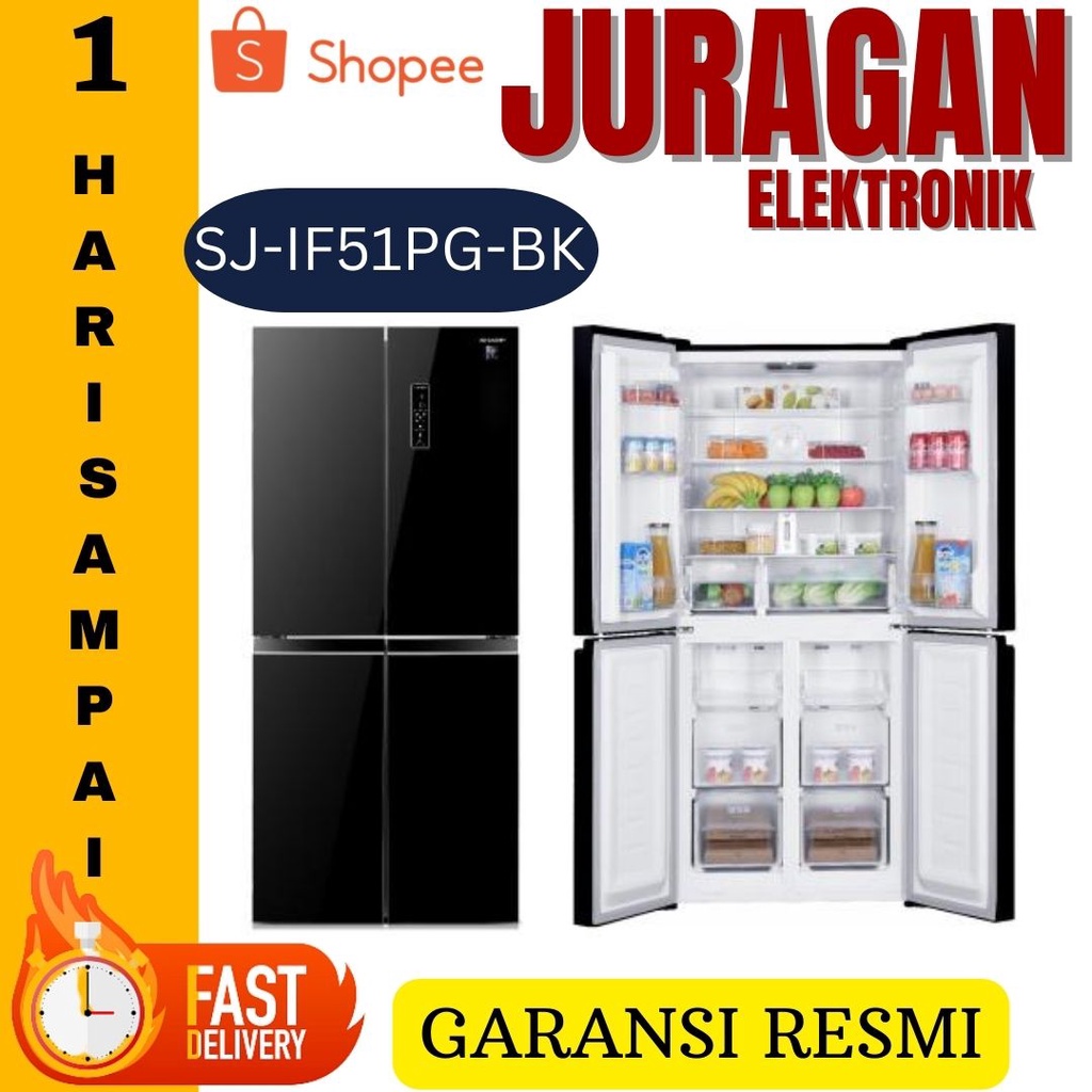 Jual Sharp SJ-IF51PG-BK Kulkas Side By Side 4 Pintu 472 Liter Inverter Plasmacluster | Shopee ...