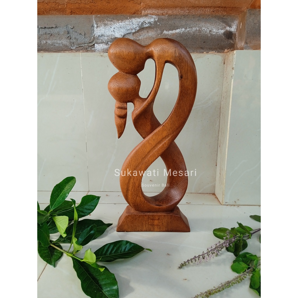 Jual Patung Abstrak Sierra Statue Kayu Aesthetic Modern Pasangan Couple ...