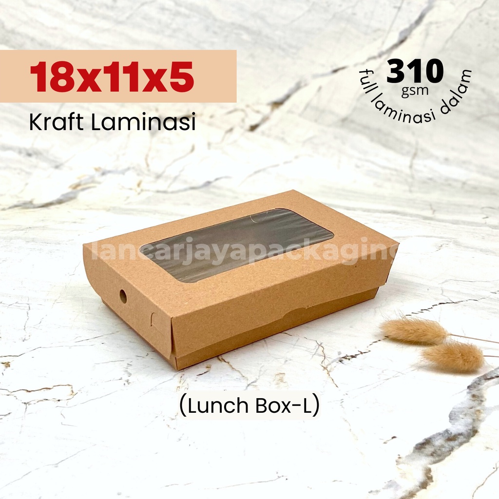 Jual PAPER LUNCH BOX KRAFT LAMINASI WINDOW SIZE L 18x11x5 | Shopee Indonesia