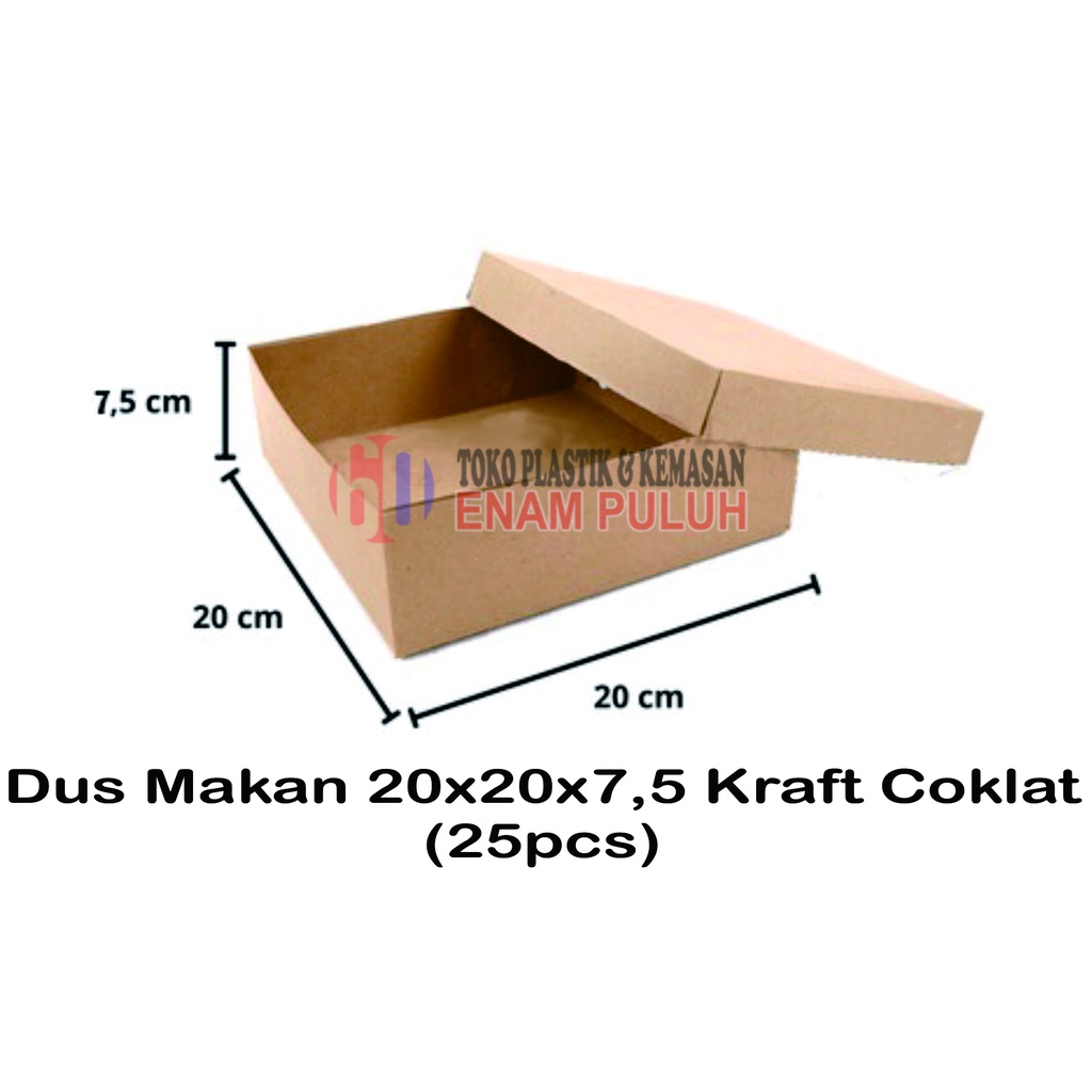 Jual Dus dos kotak nasi makan kertas 20x20 25 pcs set kue roti tart ...