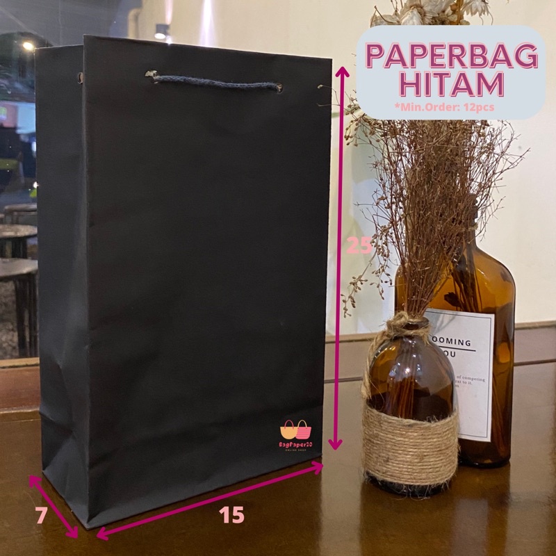 Jual Paperbag hitam premium ukuran 15x7x25 (W) | Shopee Indonesia