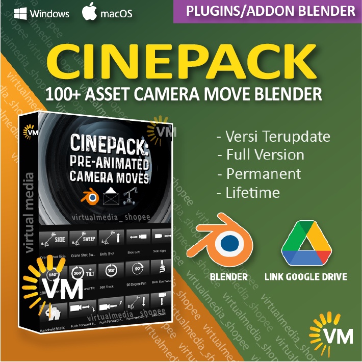 Jual CINEPACK BLENDER ADDON PLUGINS ANIMATION CAMERA MOVE SCENE ...