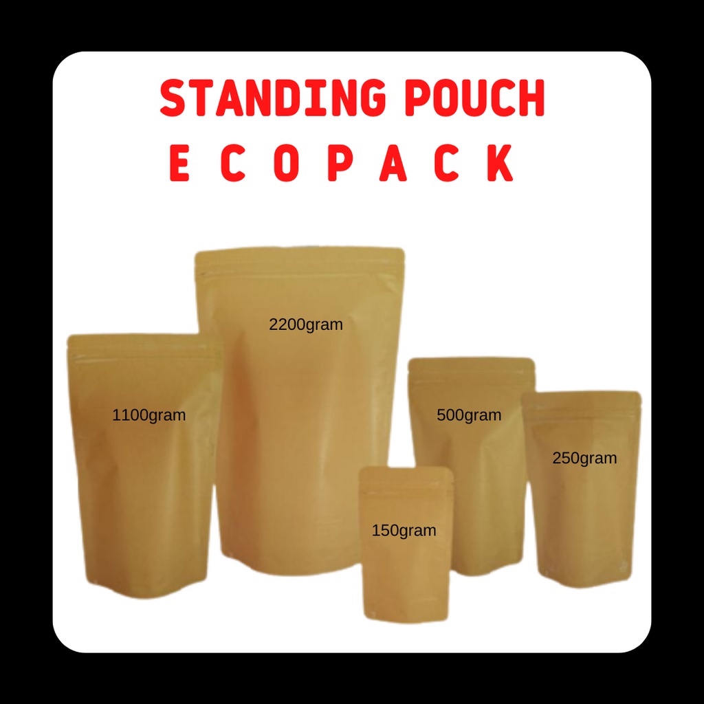 Jual [100pcs] Kemasan Standing Pouch Ecopack 150gram KPack | Shopee ...