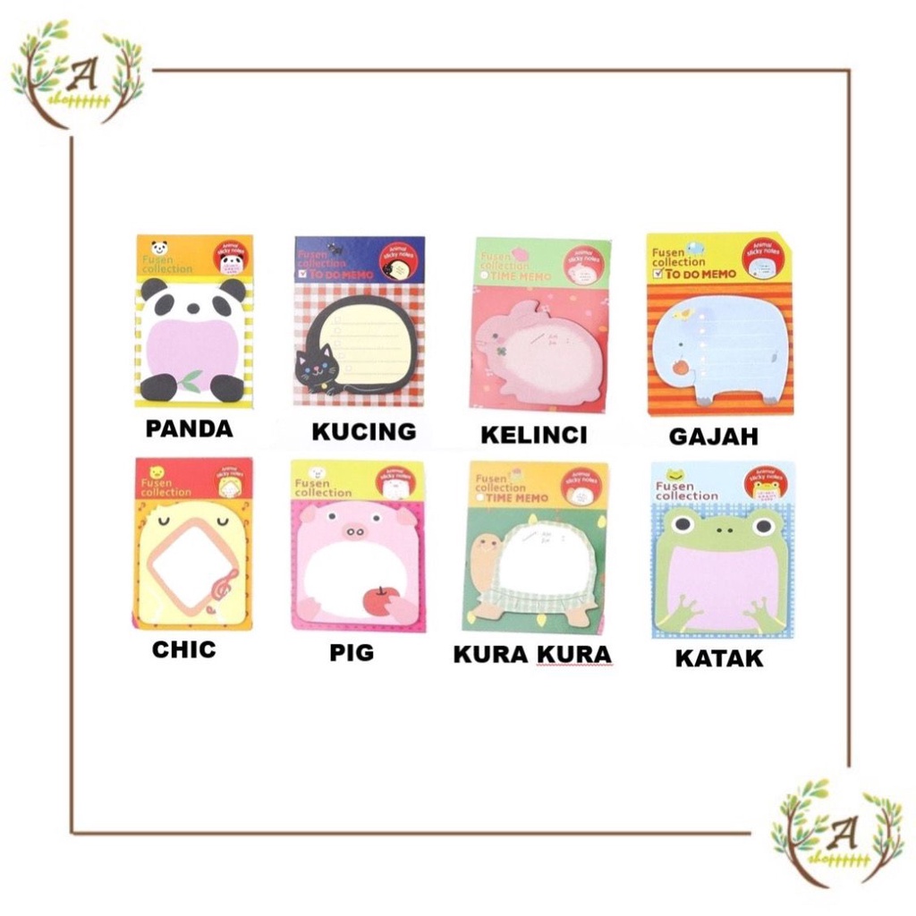 Jual memo note karakter binatang lucu sticky notes karakter animal ...