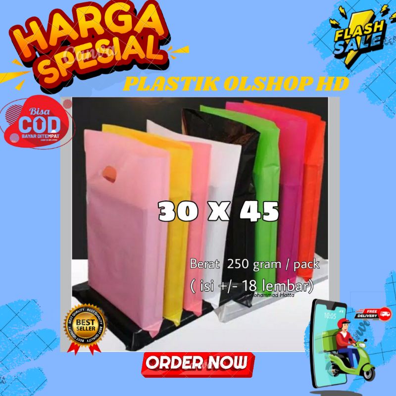 Jual Plastik Olshop HD plong UK 30 x 45 Berat 250 gram /pack ( isi ...