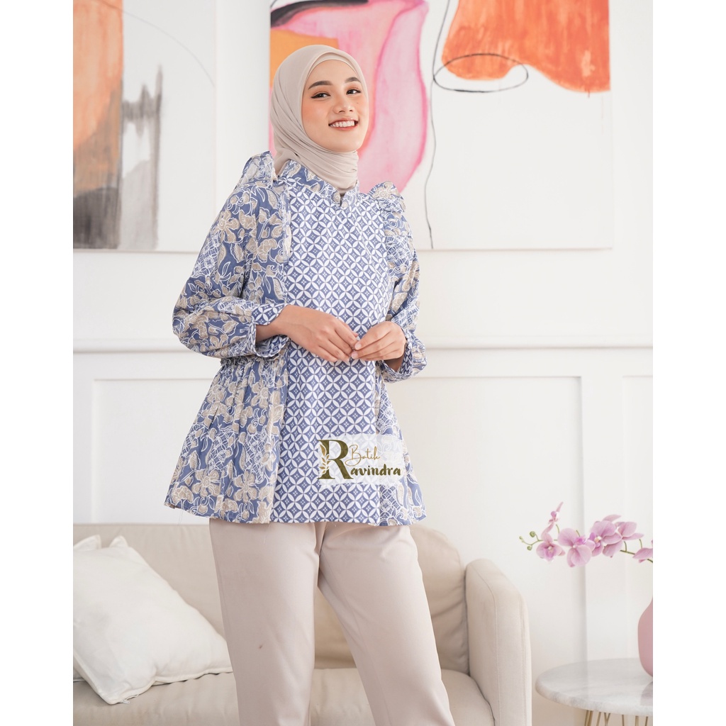 Jual Blouse Batik Kawung Bunga Soft | Shopee Indonesia