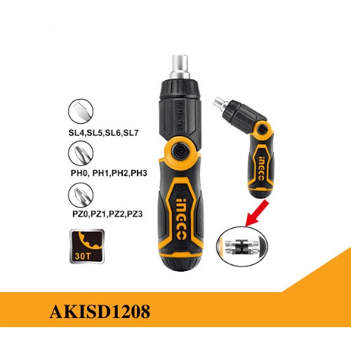 Jual Ingco AKISD1208 Obeng Rachet 13 in 1 Screwdriver Set Screw Driver ...