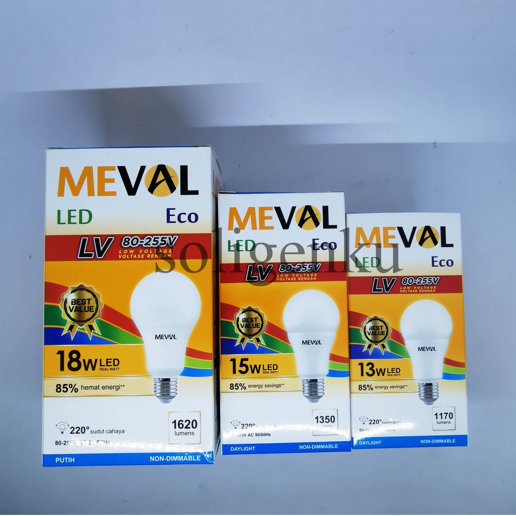Jual Lampu Meval Led Bulb Eco LV Warna Putih 13 Watt/ 15 Watt/ 18 Watt ...