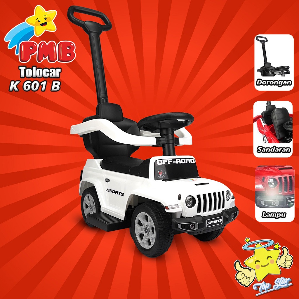 Jual TOLOCAR PMB K601B OFF ROAD // ADA DORONGAN // NON AKI//MOBIL DORONG ANAK DILENGKAPI MUSIK ...