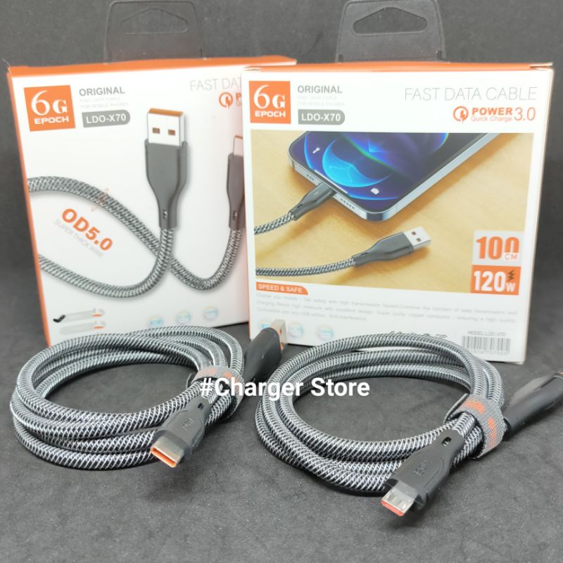 Jual Kabel Data 120W 6A Micro USB - Type C Fast Charging Cable 100Cm ...