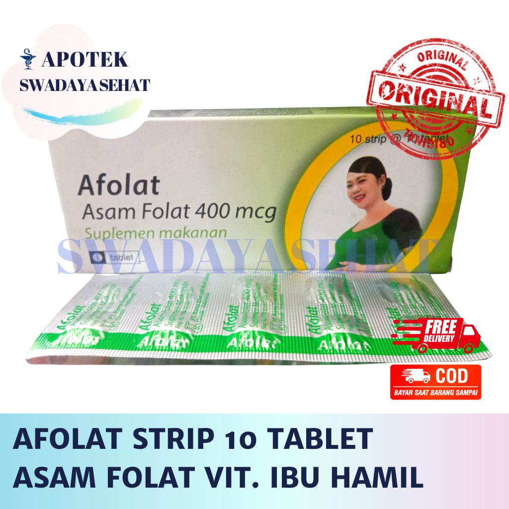 Jual AFOLAT STRIP 10 Tablet - Asam Folat 400 MCG Suplemen Vitamin Ibu ...