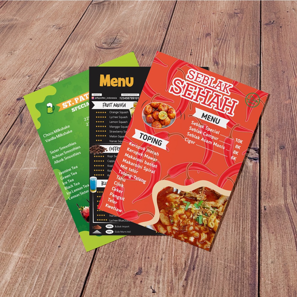 Jual Cetak Daftar Menu Custom F4 dan A3 | Shopee Indonesia