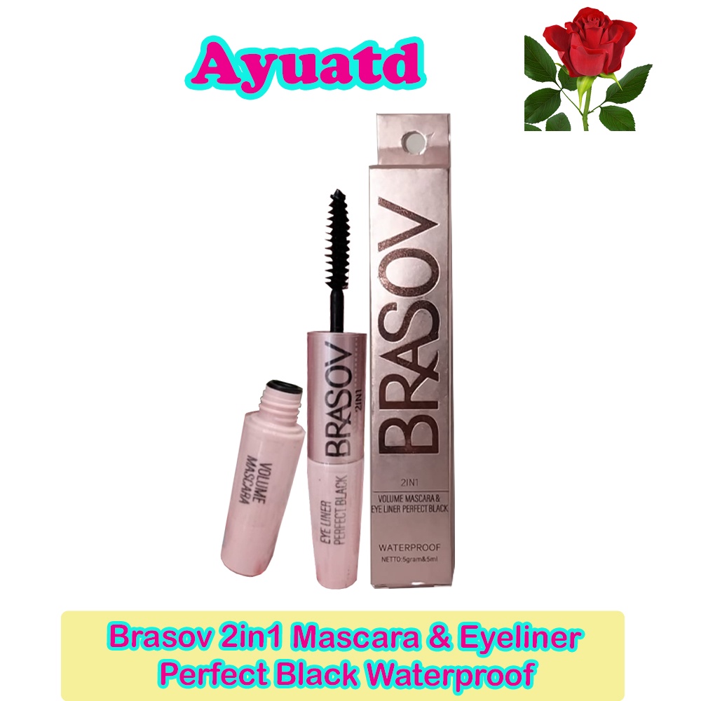 Jual Brasov 2in1 Volume Mascara & Eyeliner Perfect Black | Shopee Indonesia