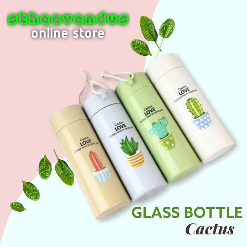 Jual BOTOL MINUM KACA / GLASS BOTTLE MODEL KAKTUS 400ML | Shopee Indonesia