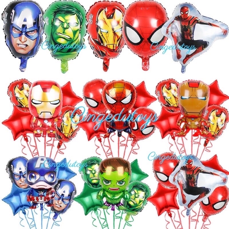 Jual Paket balon ulang tahun super hero / avenger / Spiderman / hulk ...