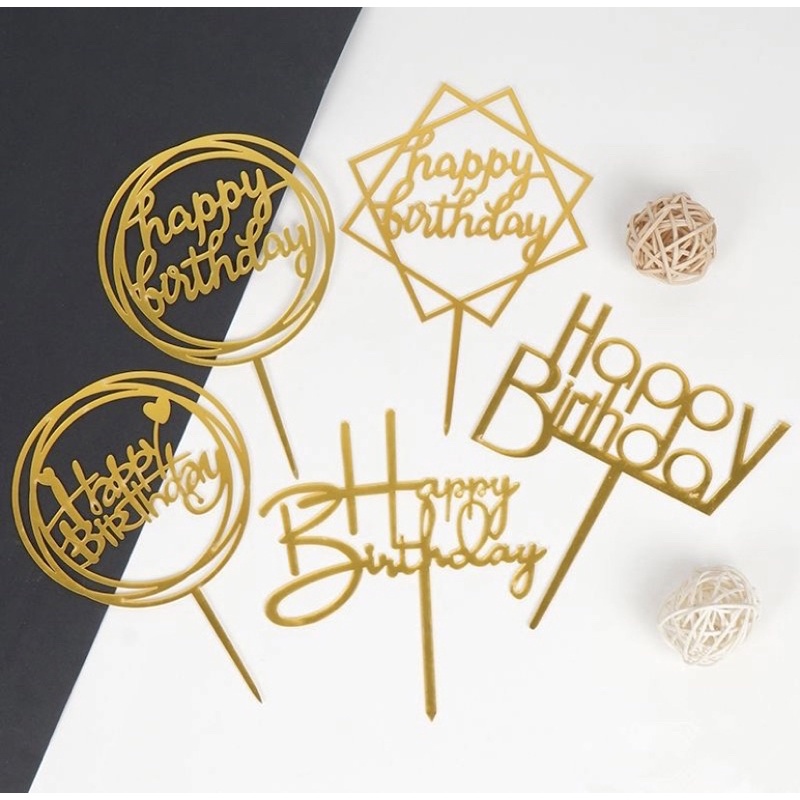 Jual Cake Topper Acrylic HBD / Topper Kue Akrilik Happy Birthday / Cake ...