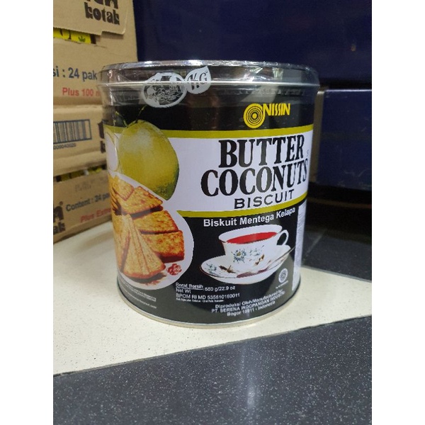 Jual Nissin Butter Coconuts kemasan kaleng bulat 650gr | Shopee Indonesia