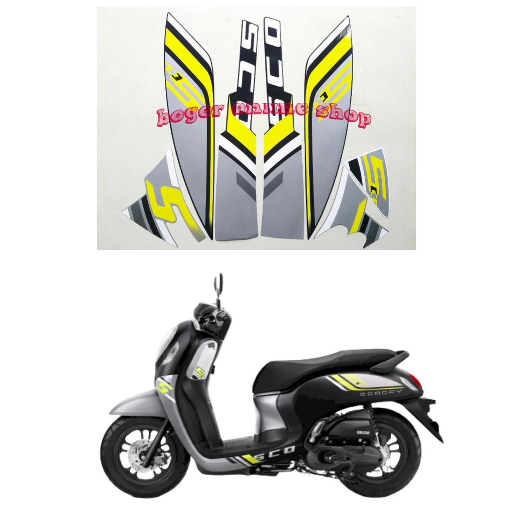 Jual sticker striping body motor scoopy sporty 2022 hitam-silver ...