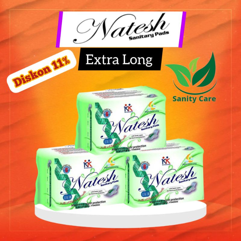 Jual Pembalut Natesh Extra Long Herbal - 3 Pack Hemat | Aman Saat Haid ...