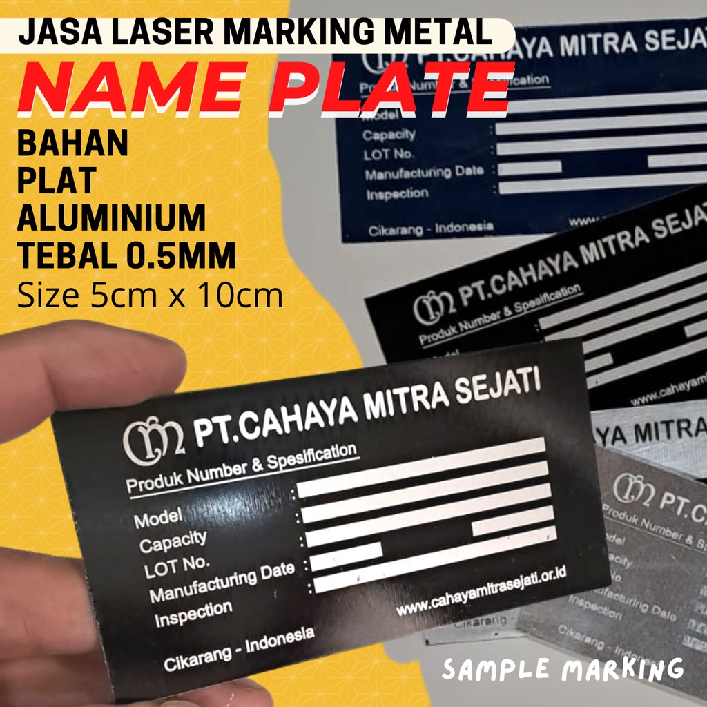 Jual Name Plate Plat Bahan Alumunium/label mesin/plat panel/tagging ...