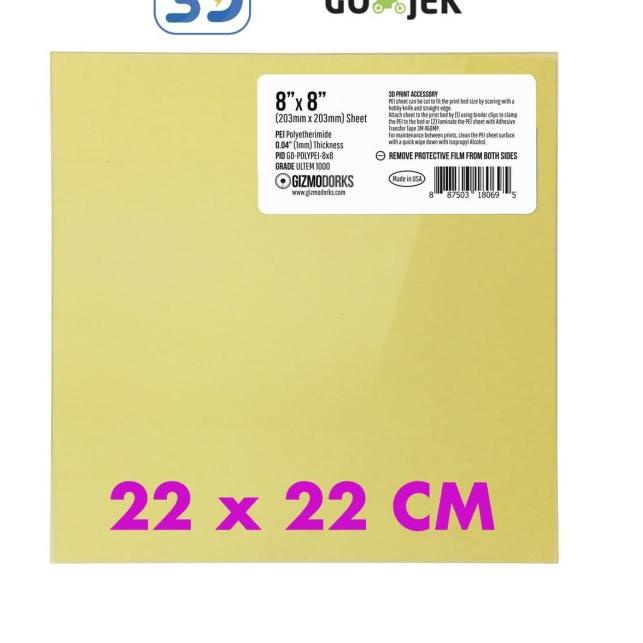 Jual PEI Ultem Bed Tape Rekomendasi untuk 3D Printer Bed 22x22 cm ...