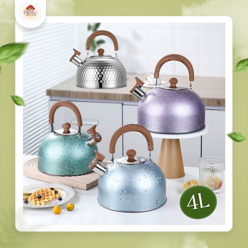 Jual TEKO CERET KETTLE MASAK AIR PANAS STAINLESS SIUL BUNYI 4 LITER ...