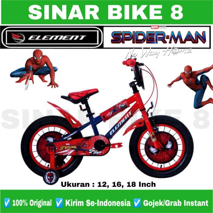 Jual Sepeda Anak Laki BMX ELEMENT MARVEL SPIDERMAN 3.0 NEW Ukuran 12 16 ...