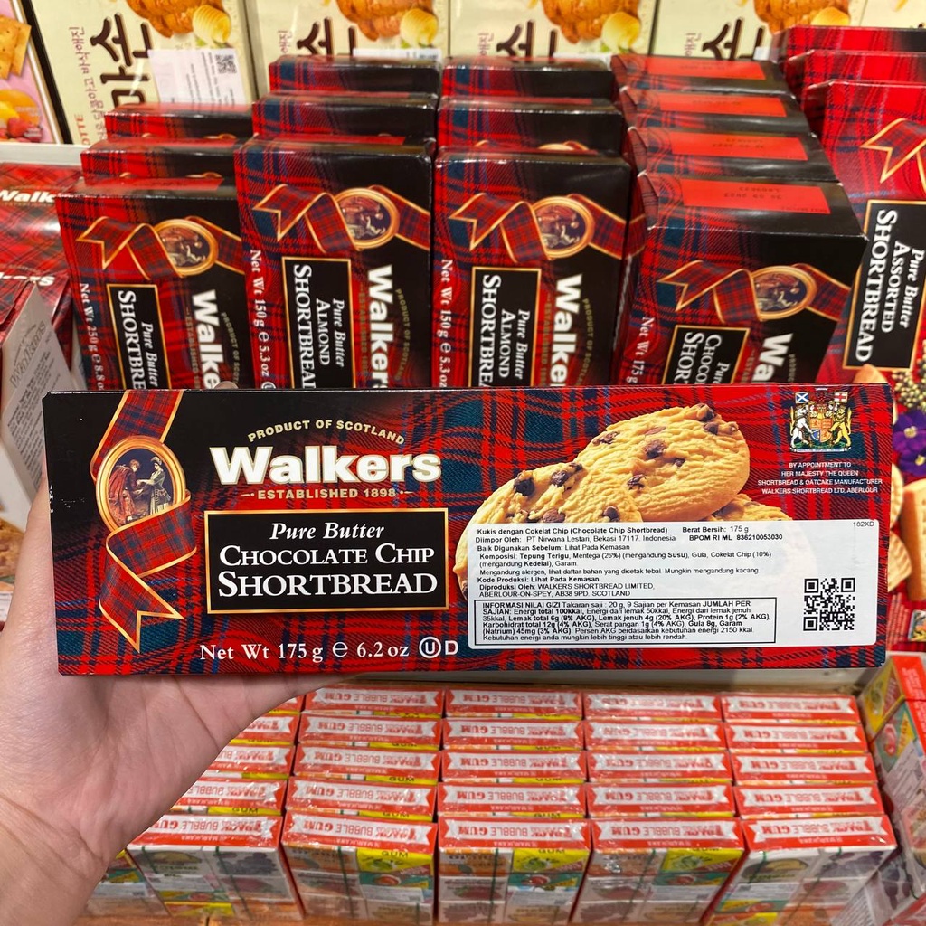 Jual Walkers Pure Butter Shortbread rasa Chocolate Chip / Almond ...